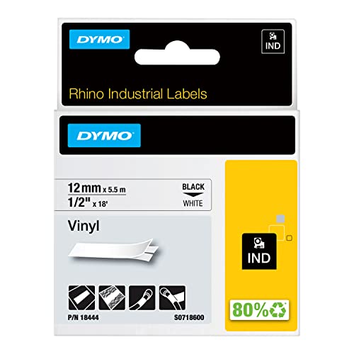 DYMO Rhino Label, White 1/2"X18', DYMO Authentic