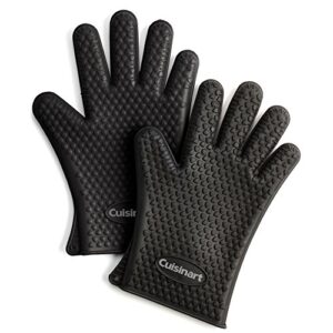 cuisinart cgm-520 heat resistant silicone gloves, black (2-pack)