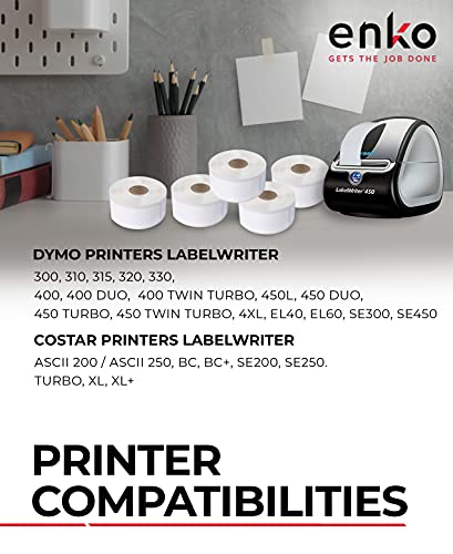 enKo Compatible for Dymo Labels 30252 (1-1/8 x 3-1/2") Label for Dymo Labelwriter 450 Turbo Printer - Barcode Address Labels (12 Rolls, 4200 Labels)