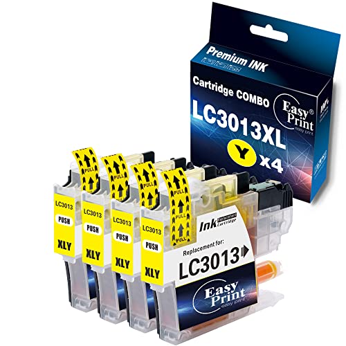 EASYPRINT (4X Yellow Pack) Compatible 3013xl Ink Cartridge Replacement for Brother LC3013 LC3013lx LC3013xxl Used for MFC-J491DW MFC-J497DW MFC-J690DW MFC-J895DW, (Yellow ONLY)