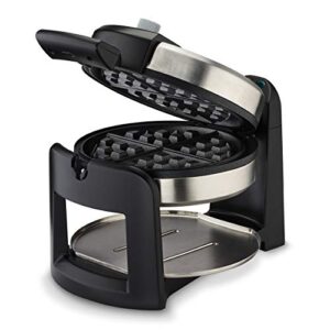 cuisinart waf-f30 round flip belgian waffle maker, black/silver, 1 inch thick