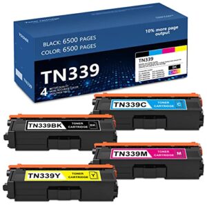 yoisner compatible tn339bk tn339c tn339m tn339y super high yield toner cartridge replacement for brother tn339 mfc-9460cdn l8600cdw l8850cdw printer black cyan magenta yellow print cartridge 4-pack