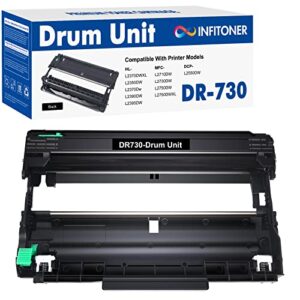 dr730 drum unit compatible replacement for brother dr730 dr-730 dr 730 mfc-l2710dw mfc-l2750dw hl-l2395dw hl-l2370dw hl-l2350dw hl-l2390dw dcp-l2550dw mfc-l2750dwxl printer (black 1pack)