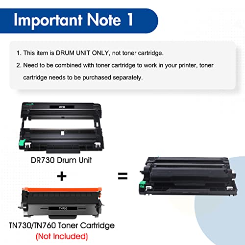 DR730 Drum Unit Compatible Replacement for Brother DR730 DR-730 DR 730 MFC-L2710DW MFC-L2750DW HL-L2395DW HL-L2370DW HL-L2350DW HL-L2390DW DCP-L2550DW MFC-L2750DWXL Printer (Black 1Pack)