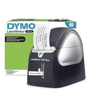 dymo labelwriter 450 duo label maker, black, silver