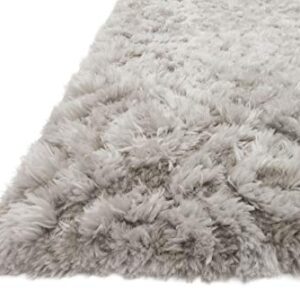 Loloi Caspia Collection by Justina Blakeney Shag Area Rug, 7'-6" x 9'-6", Silver