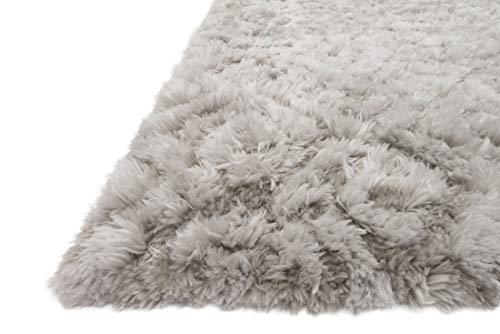 Loloi Caspia Collection by Justina Blakeney Shag Area Rug, 7'-6" x 9'-6", Silver