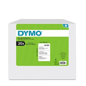 dymo authentic lw extra-large shipping labels for labelwriter label printers, white, 4” x 6”, 20 rolls of 220 (4400 total)