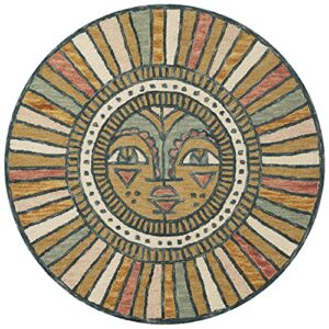 loloi justina blakeney x ayo collection ayo-02 gold/multi contemporary 5′-0″ x 5′-0″ round area rug