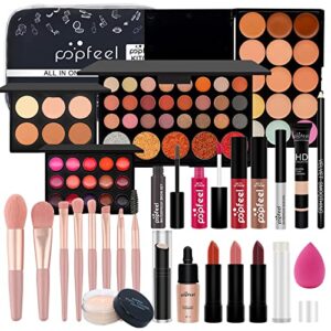 makeup kit all-in-one makeup gift set for women full kit, include makeup brush set, eyeshadow palette, lip gloss set, lipstick, blush, foundation, concealer, mascara, eyebrow pencil