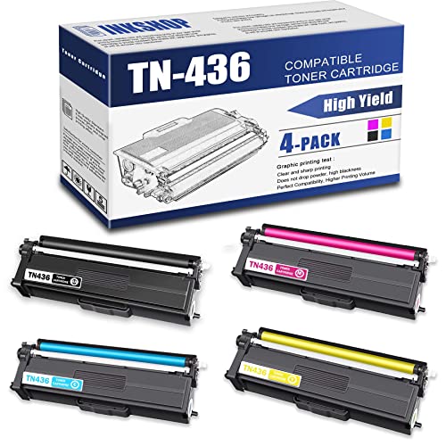 TN436 Compatible TN-436BK TN-436C TN-436Y TN-436M Super High Yield Toner Cartridge Replacement for Brother TN-436 HL-L8260CDW HL-L8360CDW DCP-L8410CDW MFC-L8610CDW Toner.(1BK+1C+1Y+1M)