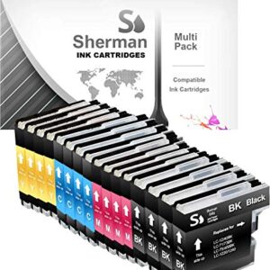 Sherman Inks and Toner Cartridges 16 Pack Brother LC71 LC 71/LC75 LC 75 Ink Cartridge 4 Black, 4 Cyan, 4 Magenta, 4 Yellow Multipack Compatible Replacement for Inkjet Printers: DCP-J525W, DCP-J725DW, DCP-J925DW, MFC-J280W, MFC-J425W, MFC-J430W, MFC-J435W,