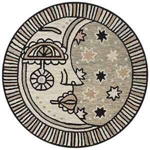 loloi justina blakeney x ayo collection ayo-01 grey/natural contemporary 5′-0″ x 5′-0″ round area rug