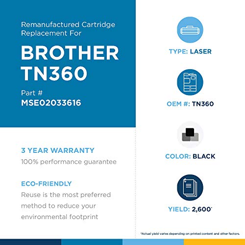 MSE Brand Remanufactured Toner Cartridge Replacement for Brother TN360 | Black | High Yield