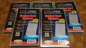 5 ultra pro graded card sleeve packs with resealable strip 500 total (5 100ct packages). protects graded cards from scratching and dust. for use w/ beckett, bgs, psa and more.