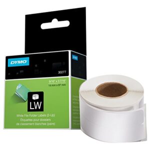 DYMO LW 2-Up File Folder Labels for LabelWriter Label Printers, White, 9/16'' x 3-7/16'', 1 roll of 260 (30377)