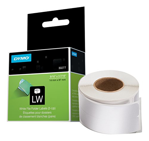 DYMO LW 2-Up File Folder Labels for LabelWriter Label Printers, White, 9/16'' x 3-7/16'', 1 roll of 260 (30377)