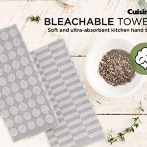 Cuisinart 100% Cotton Kitchen Towels, 2pk - Soft, Absorbent, Bleach Safe Dish Towels Perfect for Everyday Use - Bleach Proof Towels Remain Vibrant and Durable After Wash-16 x 27 Hand Towels - Gray