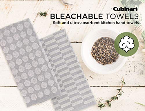 Cuisinart 100% Cotton Kitchen Towels, 2pk - Soft, Absorbent, Bleach Safe Dish Towels Perfect for Everyday Use - Bleach Proof Towels Remain Vibrant and Durable After Wash-16 x 27 Hand Towels - Gray