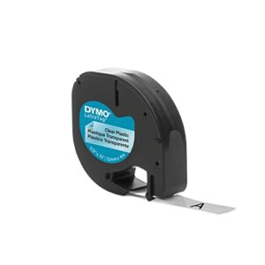 DYMO - DYM16952 Authentic LetraTag Labeling Tape for LetraTag Label Makers, Black Print on Clear pastic Tape, 1/2'' W x 13' L, 1 roll (16952)