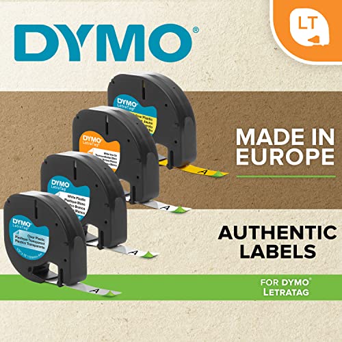 DYMO - DYM16952 Authentic LetraTag Labeling Tape for LetraTag Label Makers, Black Print on Clear pastic Tape, 1/2'' W x 13' L, 1 roll (16952)