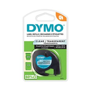 DYMO - DYM16952 Authentic LetraTag Labeling Tape for LetraTag Label Makers, Black Print on Clear pastic Tape, 1/2'' W x 13' L, 1 roll (16952)