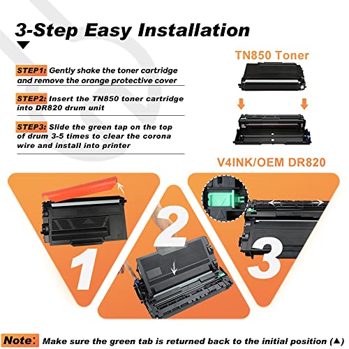 v4ink DR820 Compatible Drum Replacement for Brother DR820 DR-820 Drum Unit use with HL-L6200DW L6200DWT L5100DN L5200DWT L5200DW L6300DW MFC-L5900DW L6700DW L5800DW L5700DW DCP-L5500DN Printer 2 Packs