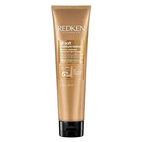 REDKEN All Soft Moisture Restore Leave-In Treatment | Hyaluronic Acid Primer| Treatment for Dry and Brittle Hair | Humidity, Heat and Frizz Protection | For Soft and Smooth Hair | 5.1 Fl Oz