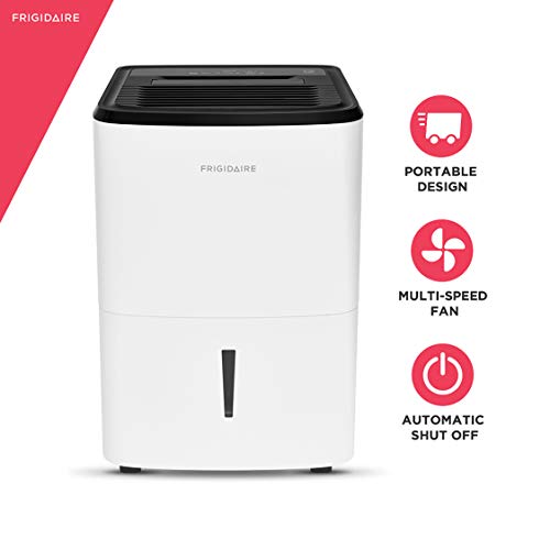 Frigidaire FFAD5033W1 Dehumidifier, High Humidity 50 Pint Capacity with a Easy-to-Clean Washable Filter and Custom Humidity Control for maximized comfort, in White