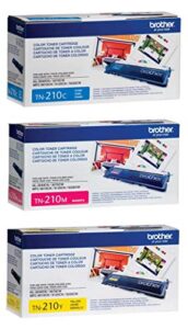 brother genuine cyan, magenta and yellow toner cartridge set, tn210c, tn210m, tn210y