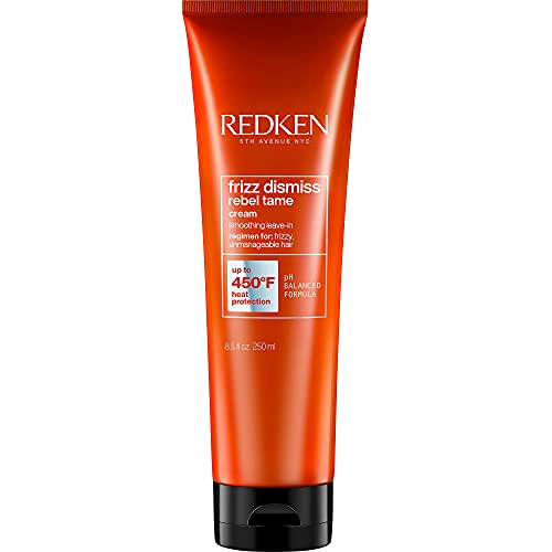 Redken Frizz Dismiss Rebel Tame Heat Protective Leave-In Cream | Hydrating Frizz Control | Anti Frizz Hair Protection | Sulfate Free | 8.5 Fl Oz