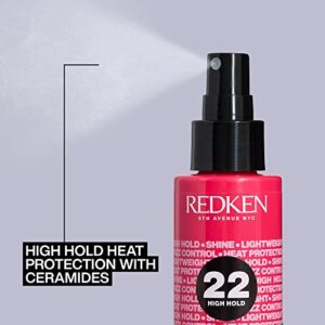 Redken Thermal Spray 22 High Hold | Thermal Heat Protectant and Setting Mist | For Curling and Flat Irons | Lasting Frizz Control | Protects Against Heat Damage | All Hair Types | 4.2 Oz