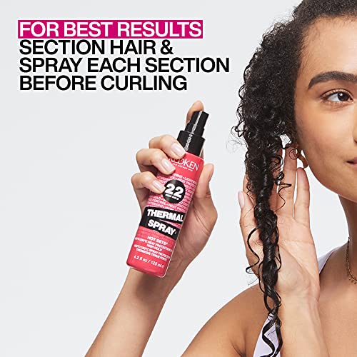 Redken Thermal Spray 22 High Hold | Thermal Heat Protectant and Setting Mist | For Curling and Flat Irons | Lasting Frizz Control | Protects Against Heat Damage | All Hair Types | 4.2 Oz