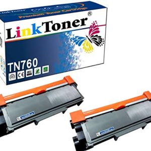 LinkToner Compatible Toner Cartridge Replacement for Brother TN760 TN-760 TN730 to Use with HL-L2350DW HL-L2395DW HL-L2390DW HL-L2370DW MFC-L2750DW MFC-L2710DW DCP-L2550DW (Black,2 Pack)