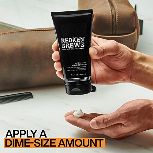 Redken Brews Molding Paste For Men, High Hold, Natural Finish, For all Hair Types, 5 Fl. Oz.