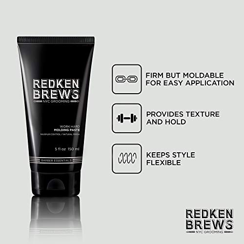 Redken Brews Molding Paste For Men, High Hold, Natural Finish, For all Hair Types, 5 Fl. Oz.