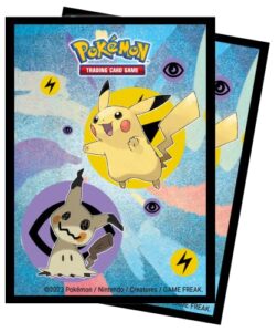 ultra pro – pokémon pikachu & mimikyu 65ct deck protector sleeves for standard size cards – protect collectible cards, trading cards & gaming cards, ultimate card protection chromafushion tech