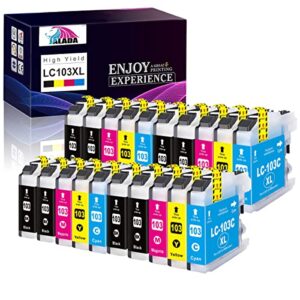 jalada compatible ink cartridge replacement for brother lc103 lc103xl lc101 lc101xl compatible for brother mfc j870dw j450dw j470dw j650dw j4410dw j4510dw j4710dw j6720dw printer (20 packs)