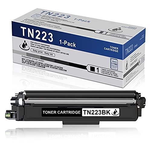 1-Pack Black Toner Compatible TN223 TN-223 TN223BK Toner Cartridge Replacement for Brother MFC-L3770CDW L3710CW L3750CDW HL-3210CW 3230CDW 3270CDW 3230CDN 3290CDW DCP-L3510CDW L3550CDW Printer