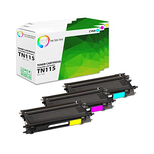 TCT Premium Compatible Toner Cartridge Replacement for Brother TN-115 TN115C TN115M TN115Y Works with Brother HL-4040 4070, MFC-9440, DCP-9040 Printers (Cyan, Magenta, Yellow) - 3 Pack