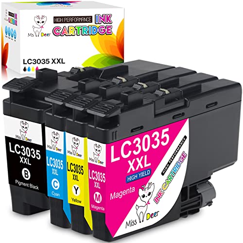 Miss Deer Compatible LC3035 Ink Cartridges Replacement for Brother 3035 3035xxl LC3035XXL Work for Brother MFC-J995DW MFC-J995DW XL MFC-J805DW MFC-J805DW XL MFC-J815DW (1BK, 1C, 1M, 1Y) 4-Pack