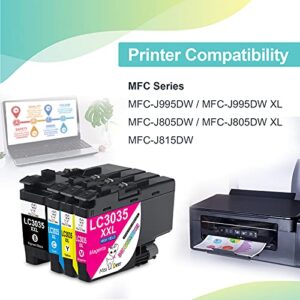 Miss Deer Compatible LC3035 Ink Cartridges Replacement for Brother 3035 3035xxl LC3035XXL Work for Brother MFC-J995DW MFC-J995DW XL MFC-J805DW MFC-J805DW XL MFC-J815DW (1BK, 1C, 1M, 1Y) 4-Pack