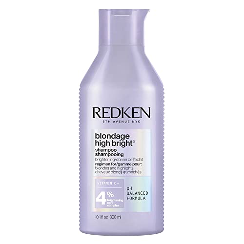 Redken Blondage High Bright Shampoo  | Brightens and Lightens Color-Treated and Natural Blonde Hair Instantly | Infused with Vitamin C | 10.1 Fl Oz