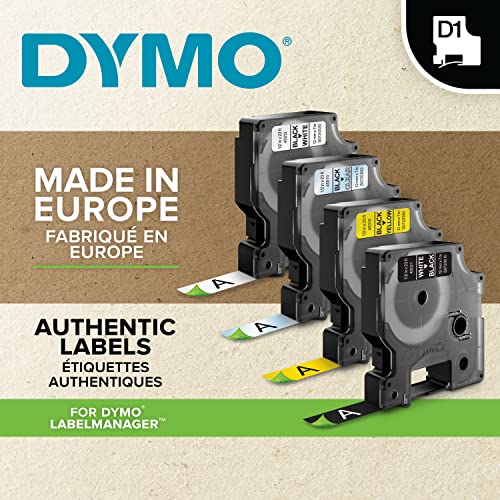 DYMO Authentic D1 Labels | Black Print on White | 12mm x 7m | Self-Adhesive Labels for LabelManager Label Printers | 10 Count