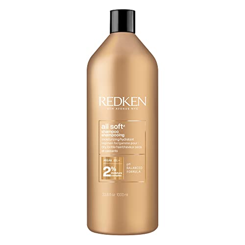 Redken All Soft Shampoo | For Dry / Brittle Hair | Provides Intense Softness and Shine | With Argan Oil | 33.8 Fl Oz