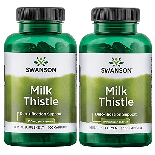 Swanson Milk Thistle - Herbal Liver Support Supplement - Natural Formula Helping to Maintain Overall Health & Wellbeing - (100 Capsules, 500mg Each) 2 Pack