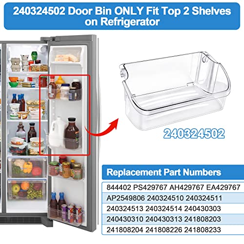 Upgraded 240324502 Refrigerator Door Bin Shelf Replacement For Frigidaire Kenmore Electrolux Refrigerator Door bin Parts PS429767, AP2549806, LFSS2312TE0, LFSS2312TF0, with Fridge Soda Can Organizer