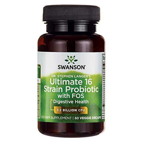 Swanson Dr. Stephen Langer's Formula - Natural Probiotic w/ Prebiotic FOS - 16-Strain Supplement Promoting Digestive Support w/ 3.2 Billion CFU per Capsule - (60 Veggie Capsules)