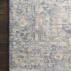 Loloi Pandora Collection Distressed Persian Vintage Area Rug, 2'0" x 3'4", Blue/Gold