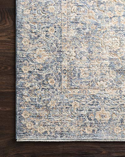 Loloi Pandora Collection Distressed Persian Vintage Area Rug, 2'0" x 3'4", Blue/Gold